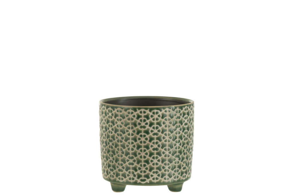 CACHEPOT FLEUR CERAMIQUE VERT SMALL | Paiement 12X