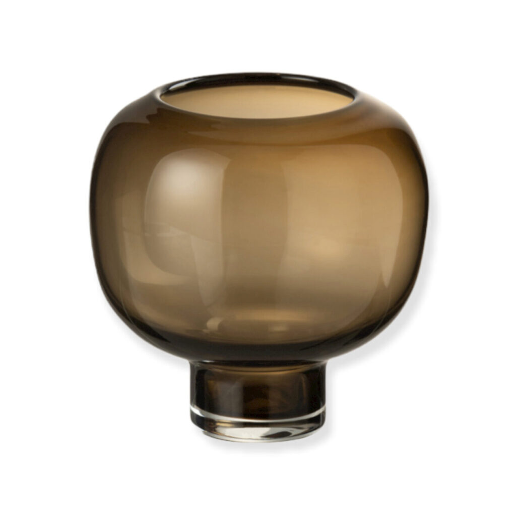 Vase sur pied rond Obscuro - Verre - Marron foncé - S | Paiement 12X
